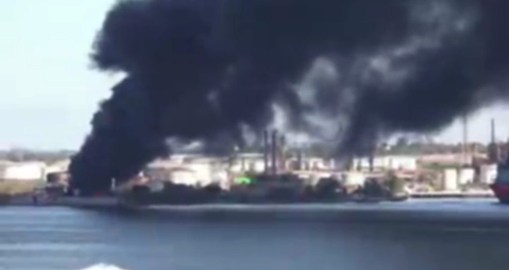 Fire breaks out at Cuba's largest oil refinery, Nico Lopez, in Havana ...